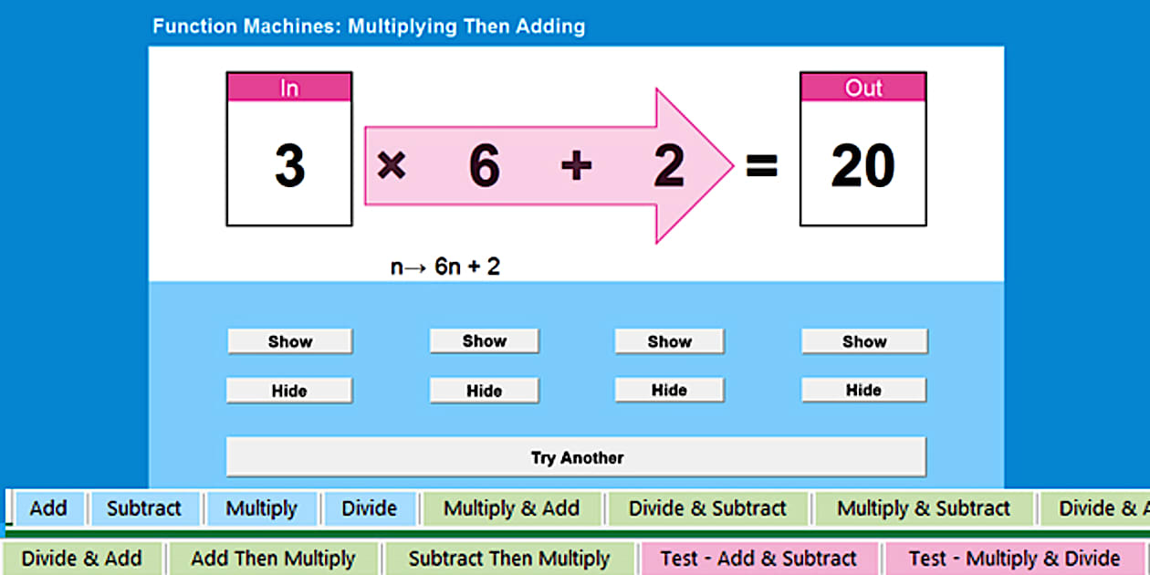 KS2 Interactive Function Machine Spreadsheet (teacher made)