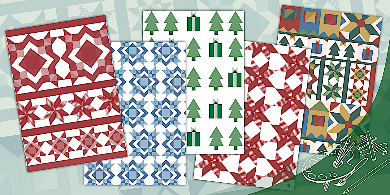 Geometric Christmas Pattern Posters Pack