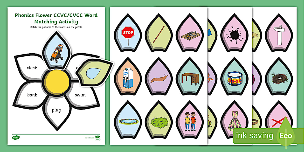 Phonics Flowers CVCC/CCVC Words Matching Game - Twinkl