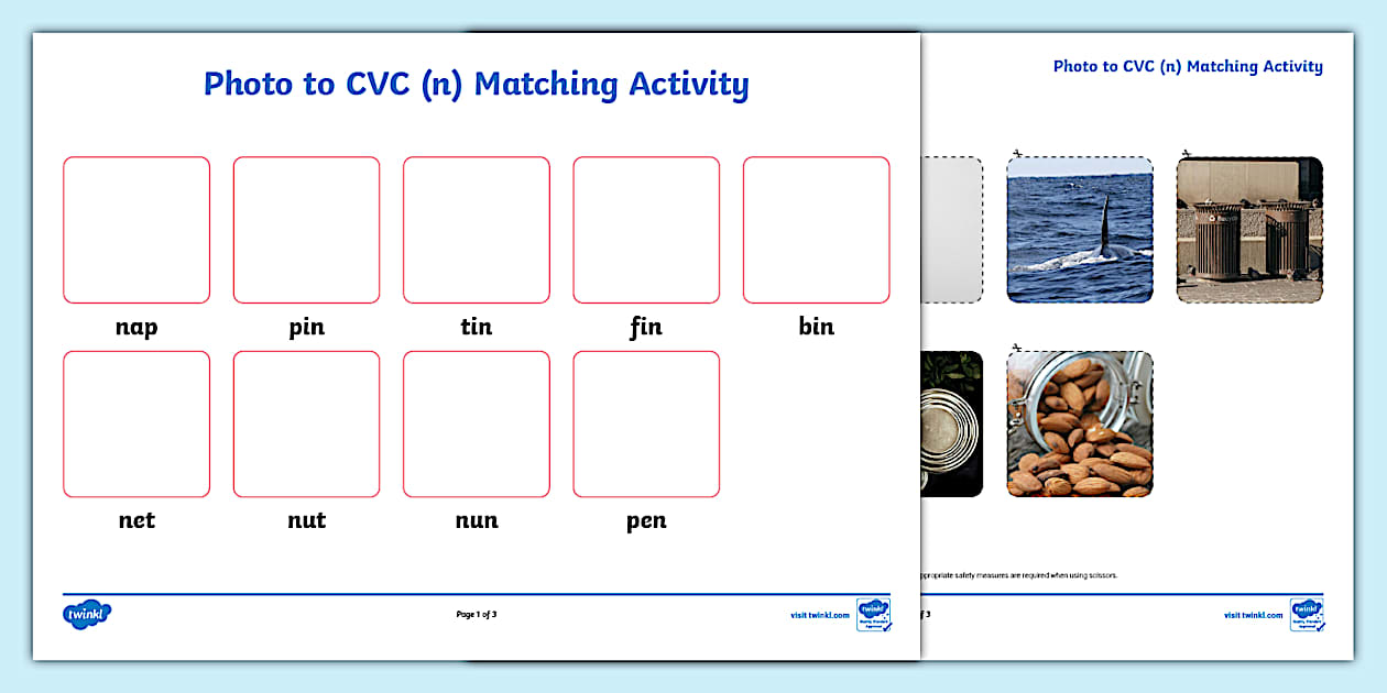 Photo to CVC (n) Matching Activity (teacher made) - Twinkl