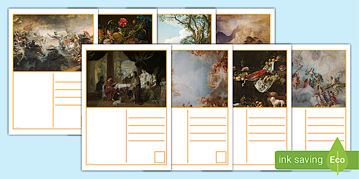 Collection of Colourful Renaissance Postcards | Twinkl | KS1