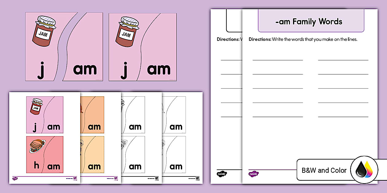 -am Word Family Jigsaw Puzzles for K-1st Grade - Twinkl