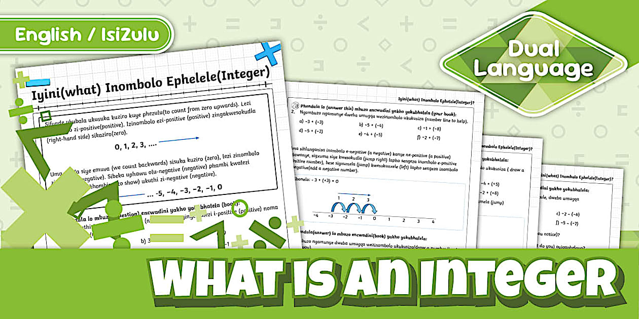 Grade 7 Maths - What is an Integer- Activity Sheet- IsiZulu