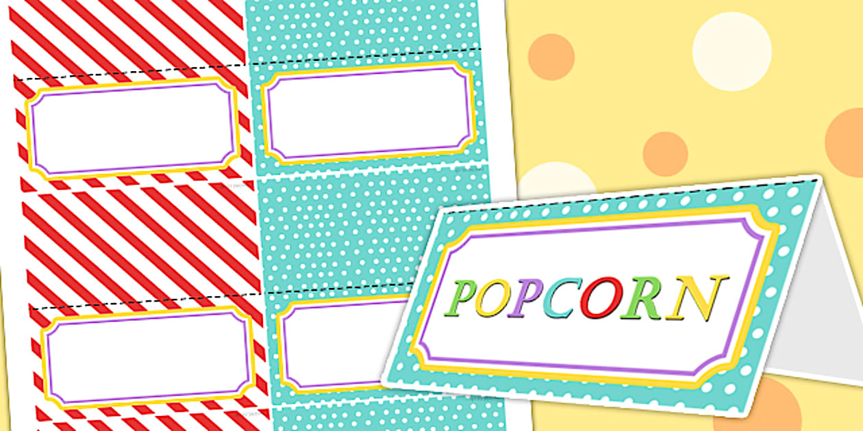 Circus Themed Birthday Party Editable Food Labels