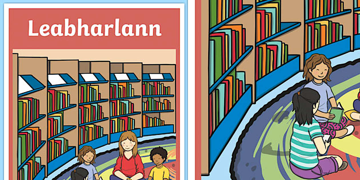 Leabharlann Library Display Poster- Irish, library, display