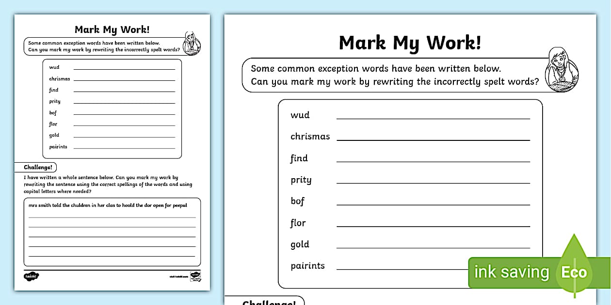 Mark My Work! Year 2 Common Exception Words,CEW - Twinkl