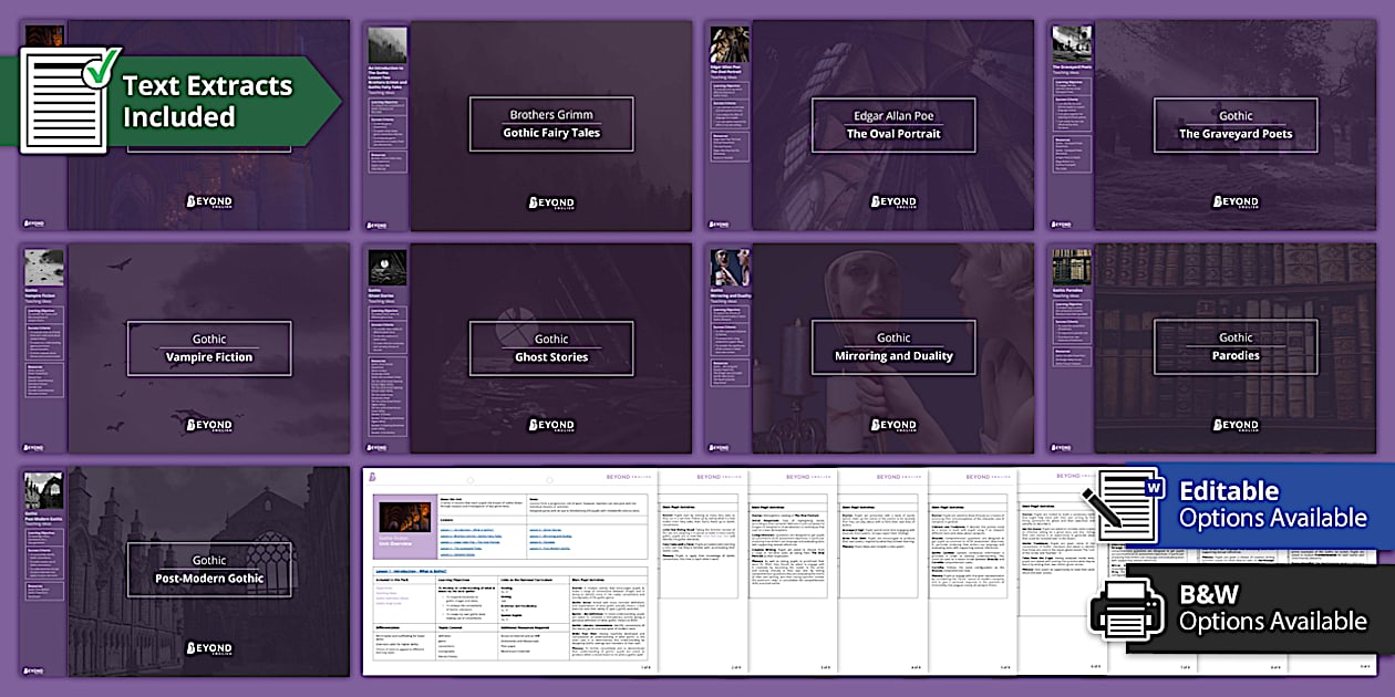 * NEW * Gothic Literature Lessons Whole Unit Pack | Beyond English