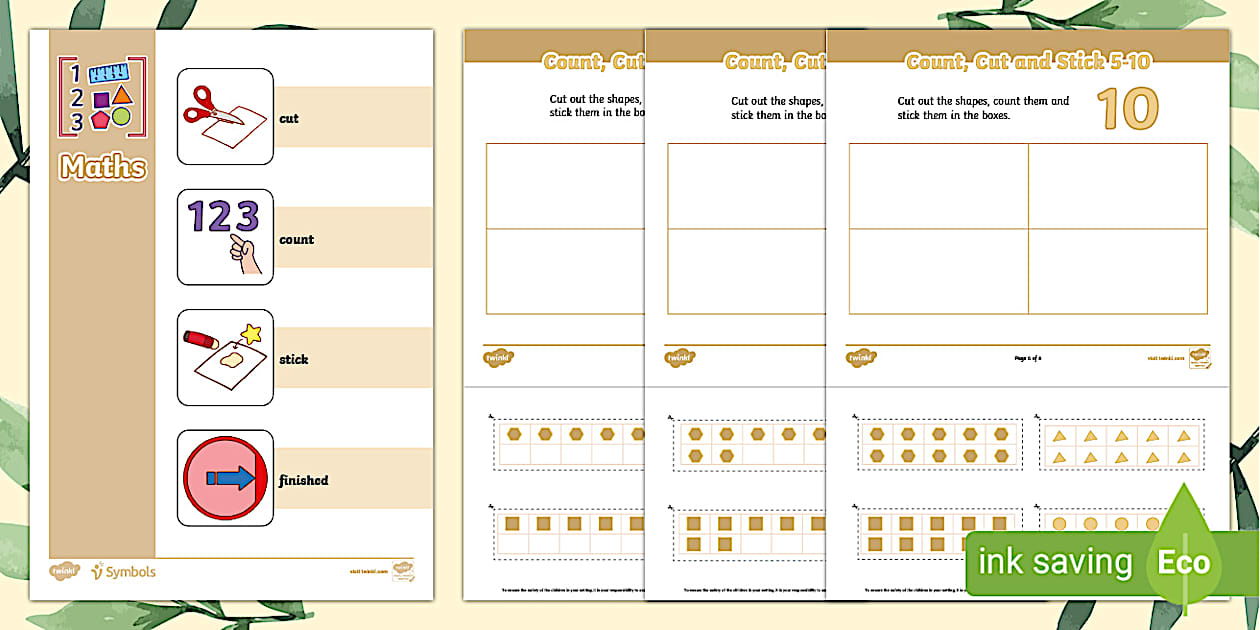 SEND Structured Steps Count, Cut and Stick 5-10 - Twinkl