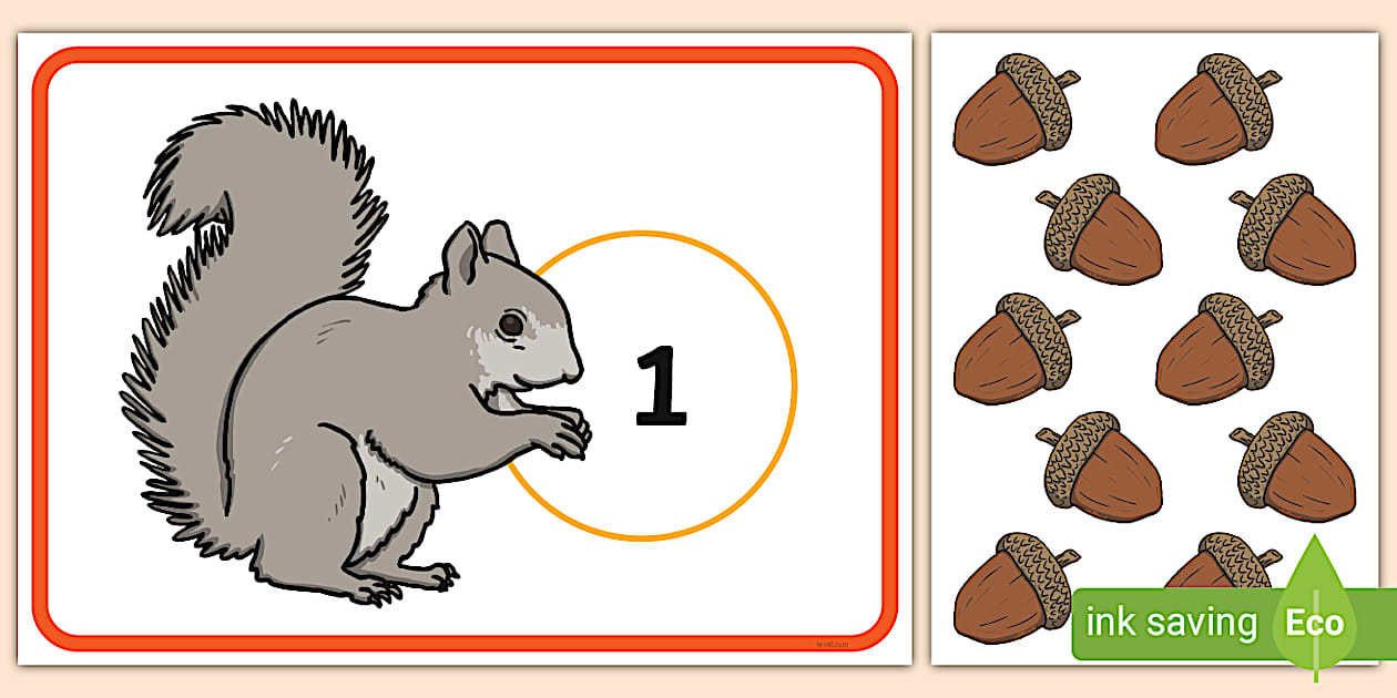 Editable Squirrel and Acorn Counting Game (teacher made)