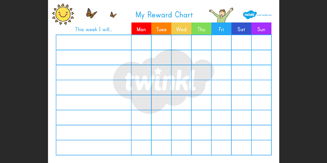 performance chart for kids template