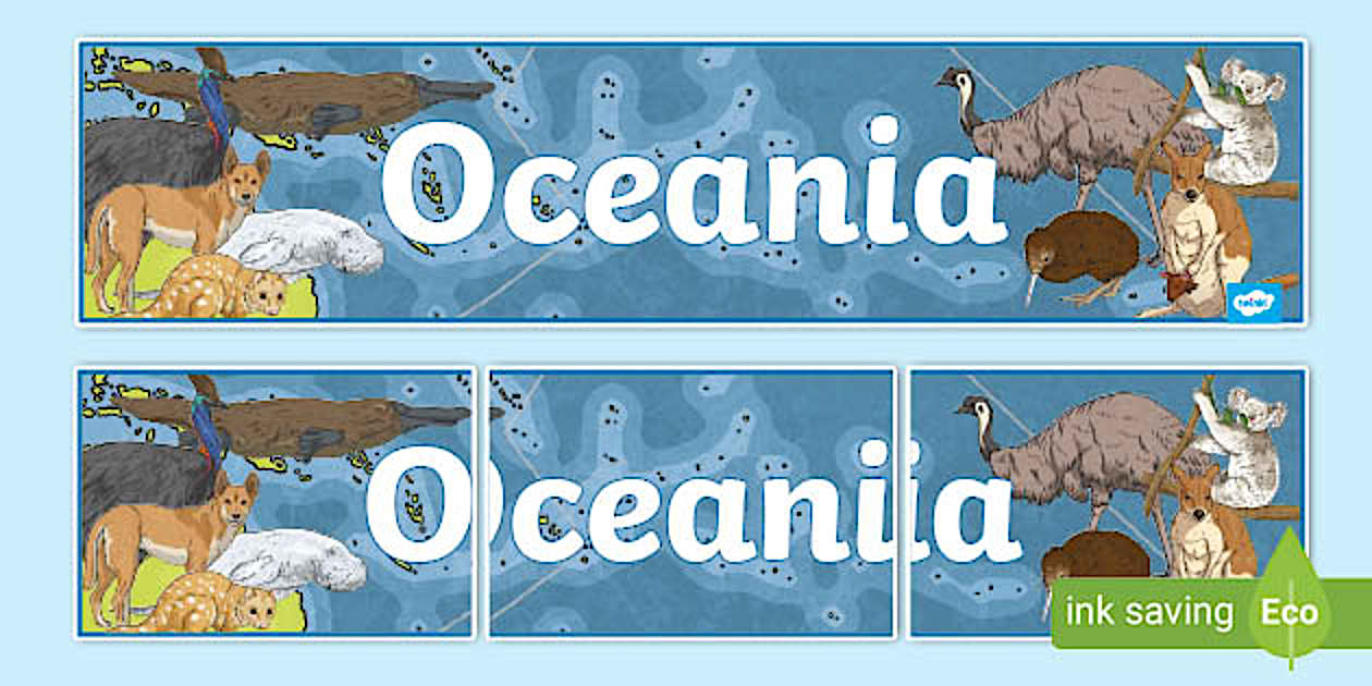 A colourful and striking Oceania Display Banner. - Twinkl