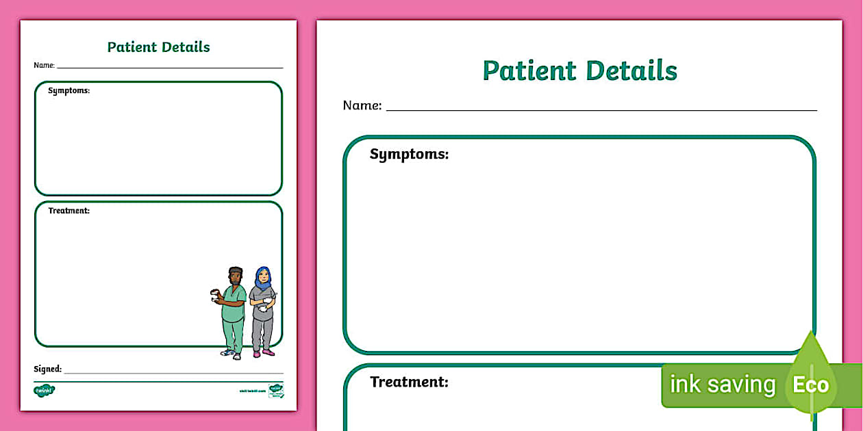 Cursive Dental Surgery Role Play Patient Details - Twinkl