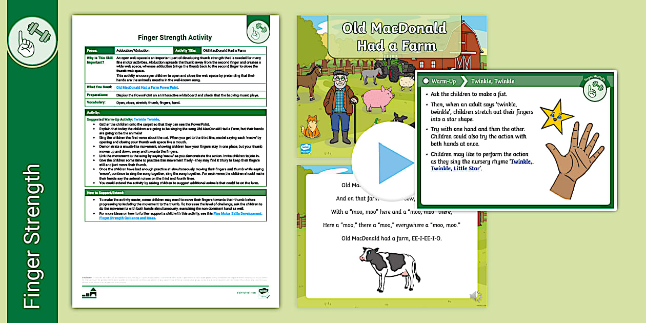Fine Motor Finger Strength Activity:Old MacDonald Had a Farm