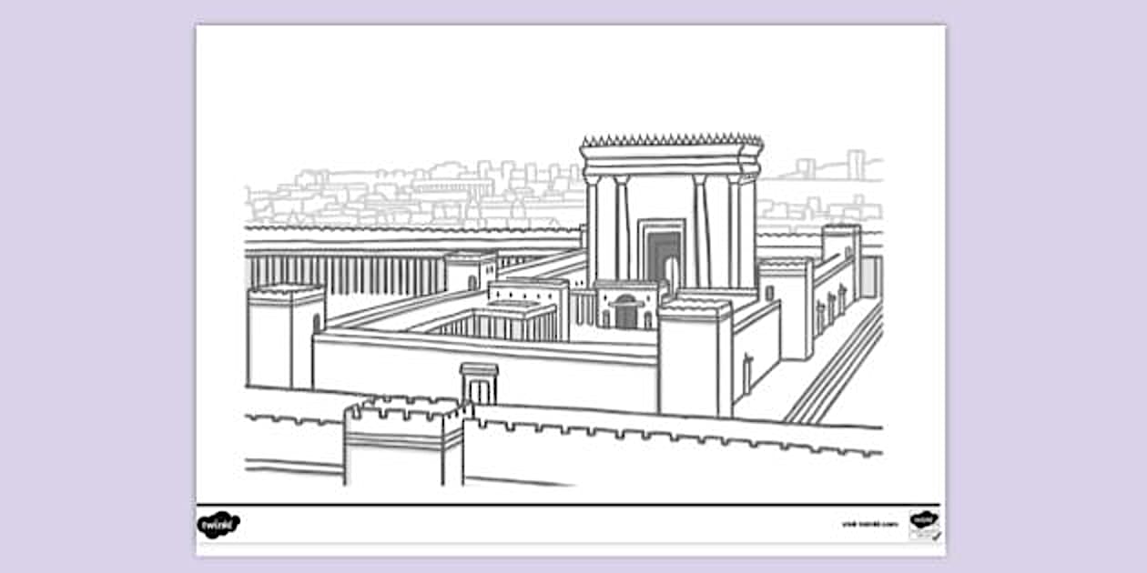 Second Jerusalem Temple Colouring Sheet - Twinkl