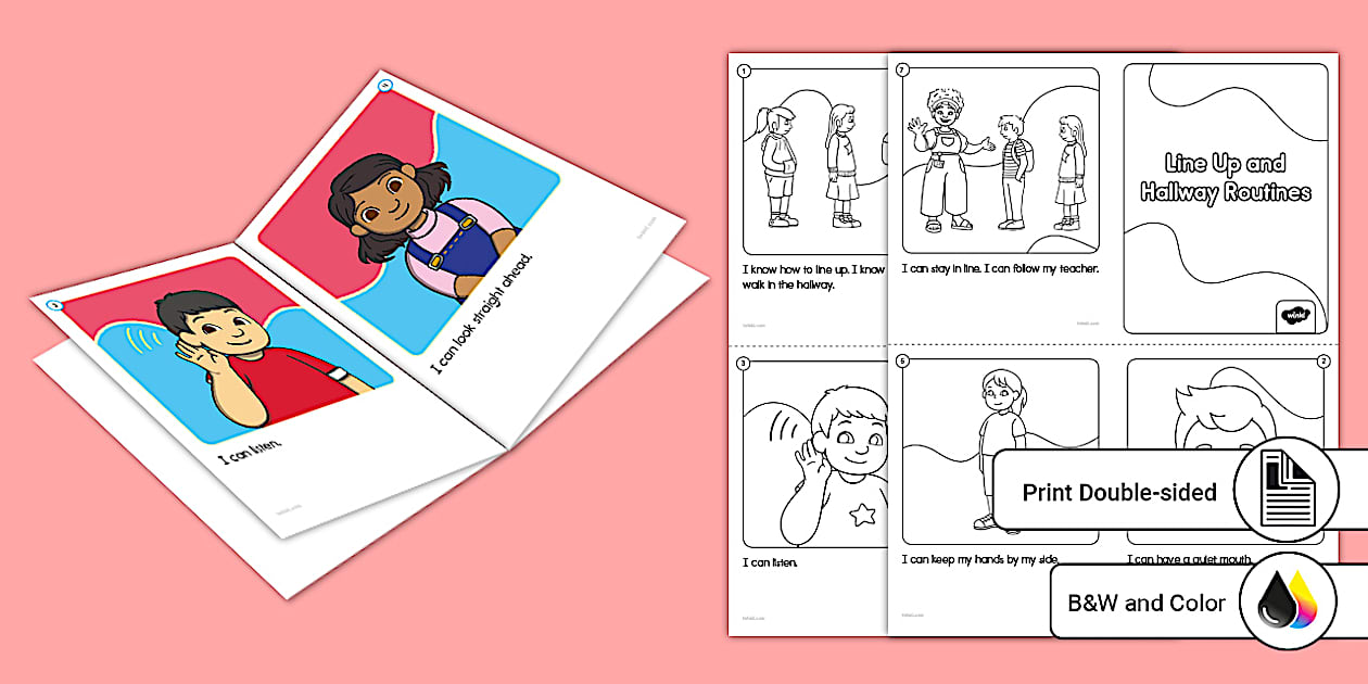 Line Up and Hallway Routines Early Emergent Reader - Twinkl
