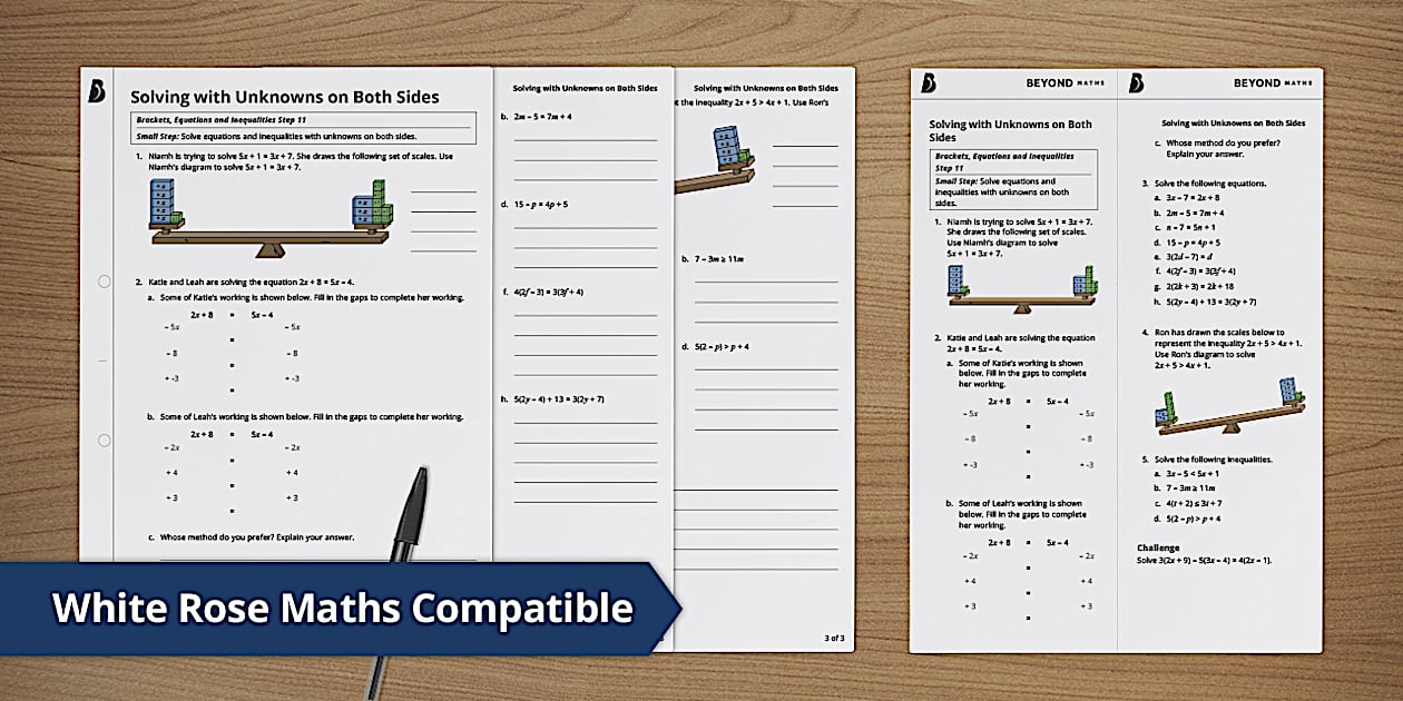 👉 Solving with Unknowns on Both Sides - Twinkl