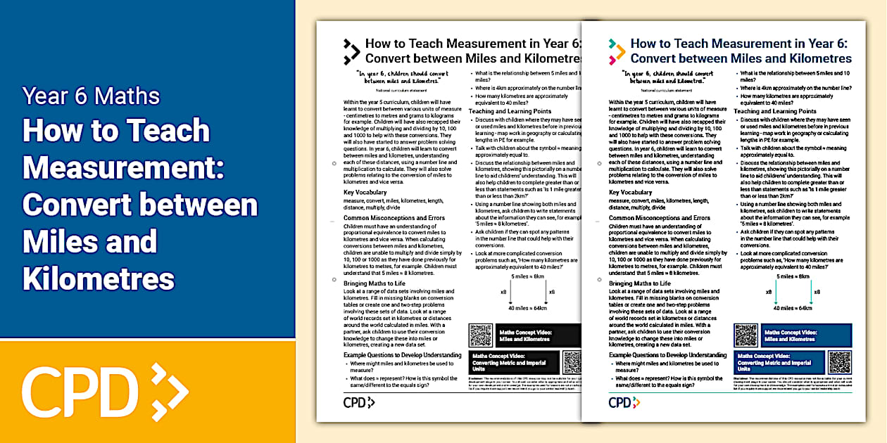 How to Teach Measurement in Year 6: Convert between Miles and Kilometres