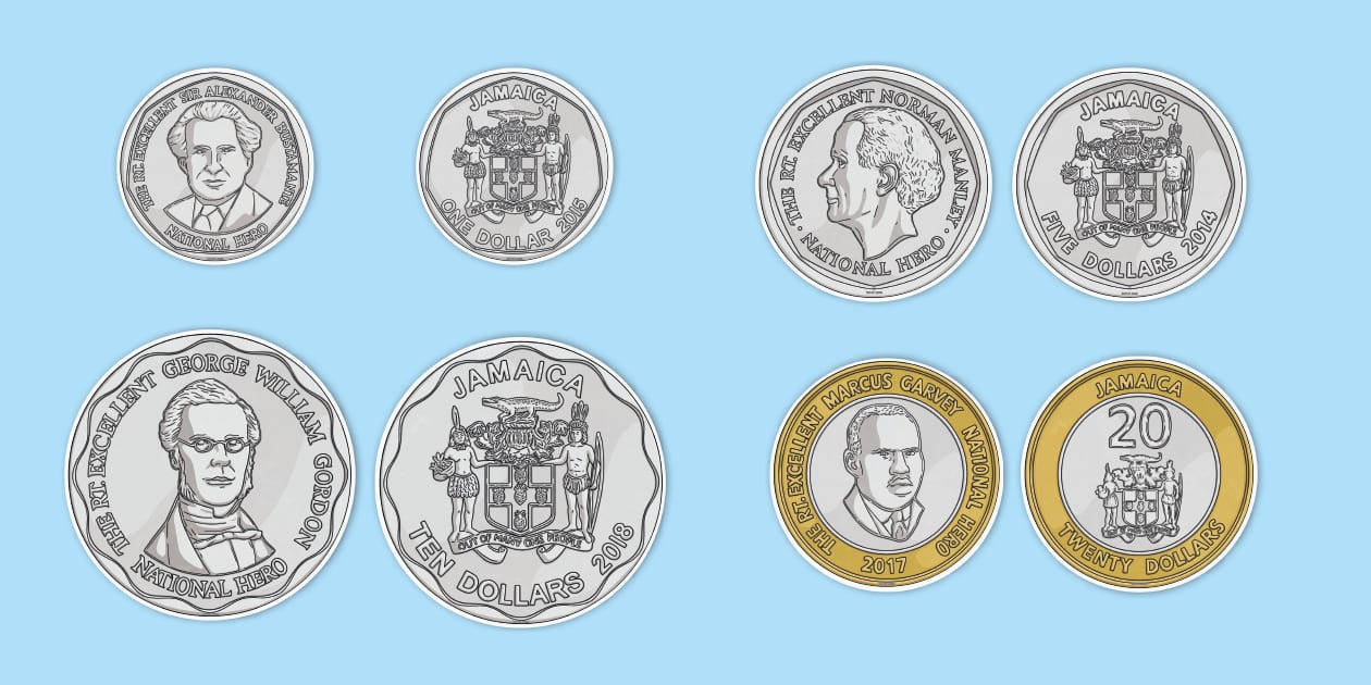 Jamaica A4 Coin Coin Cut Out (Teacher-Made) - Twinkl