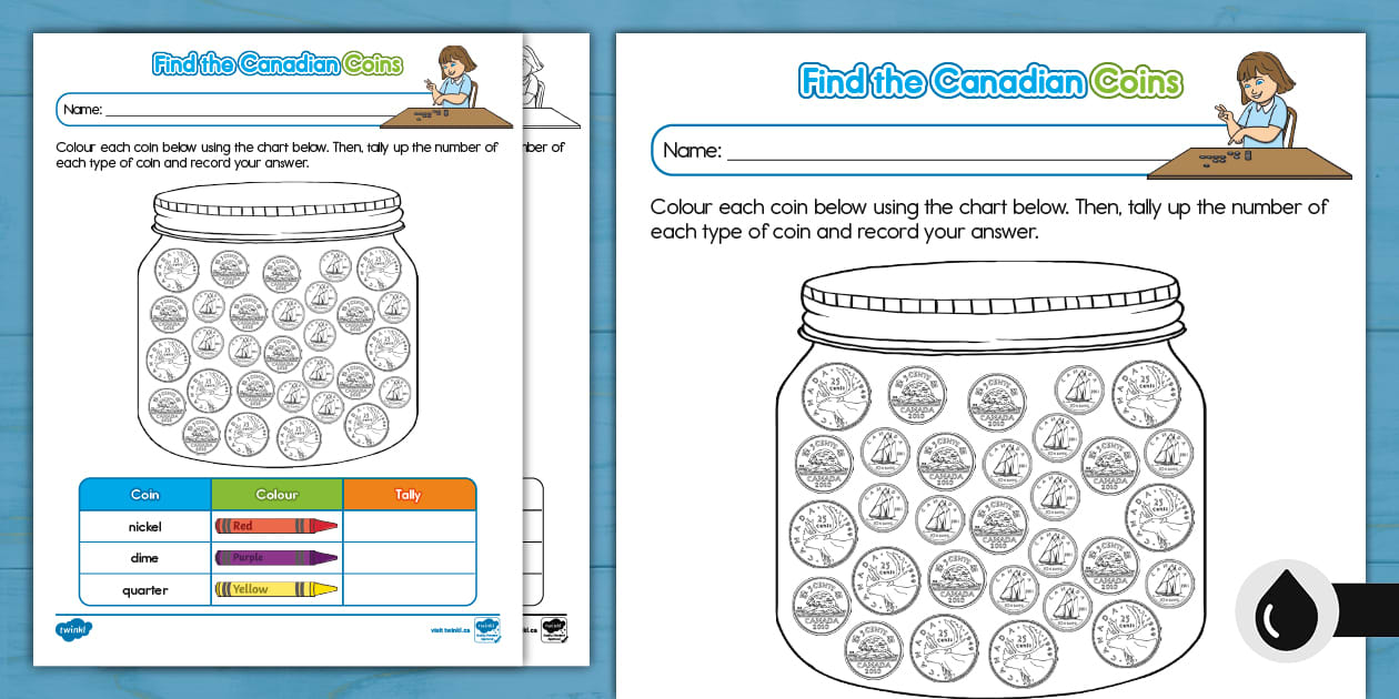 Find the Canadian Coins Worksheet (teacher made) - Twinkl