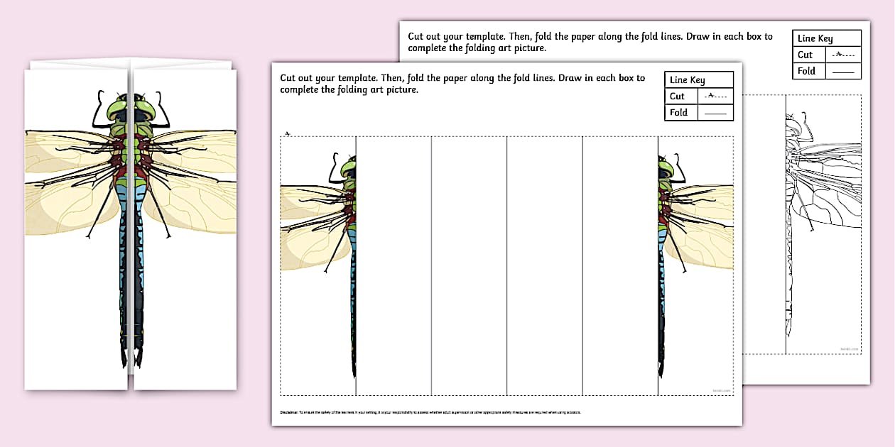 Dragonfly Folding Art Template (teacher made) - Twinkl