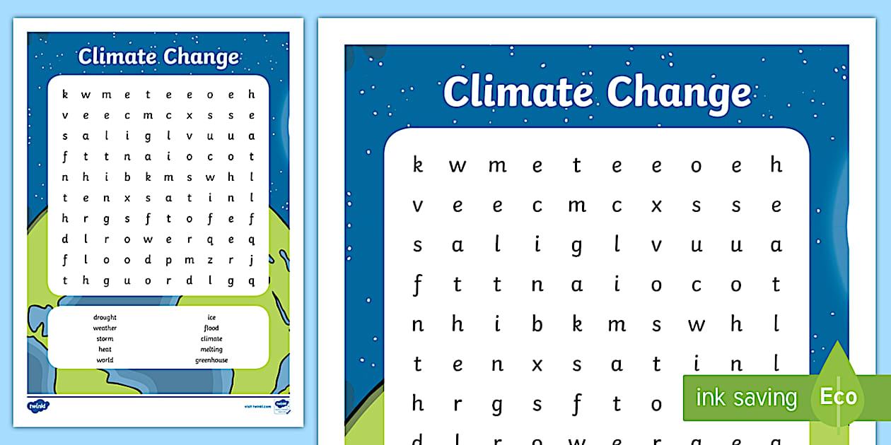Green Word Search | Climate Change Worksheet (teacher made)