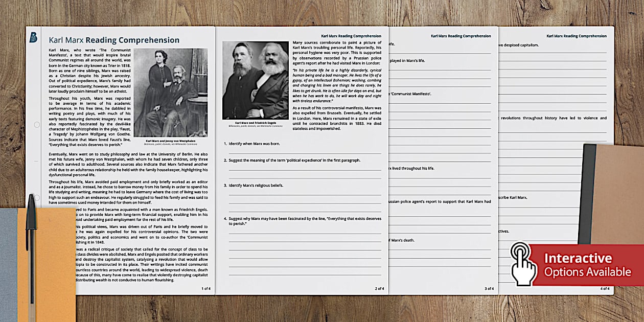 Karl Marx Reading Comprehension (l'enseignant a fait)