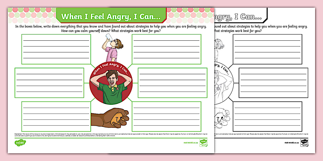 When I Feel Angry, I Can... Mind Map (teacher made) - Twinkl