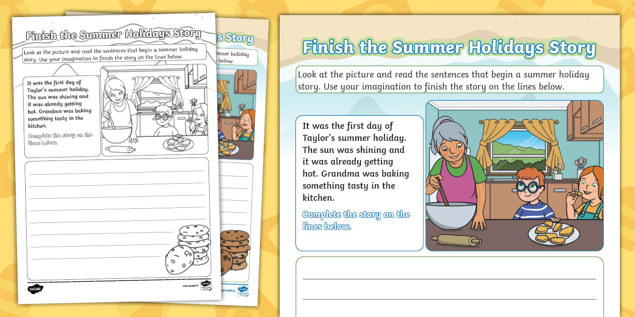 Finish the Summer Holidays Story Worksheet (teacher made)