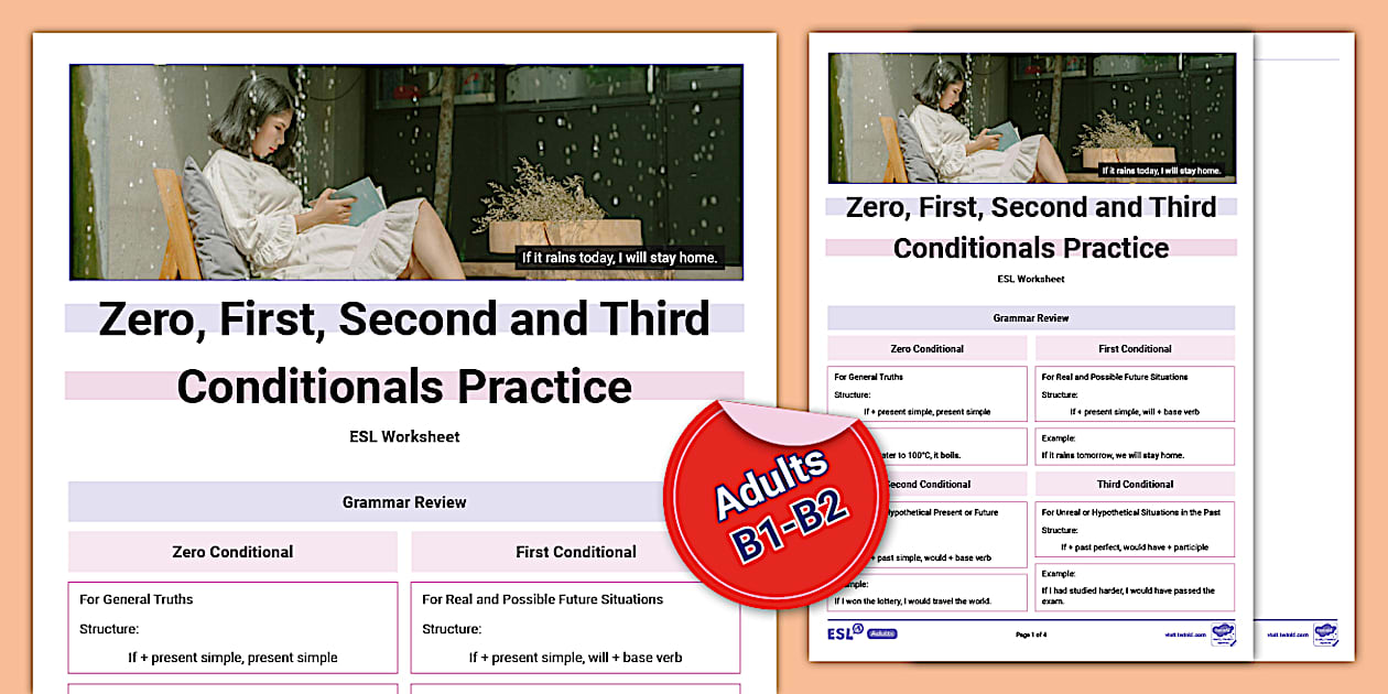 ESL Conditionals Practice Worksheet [Adults, B1-B2] - Twinkl