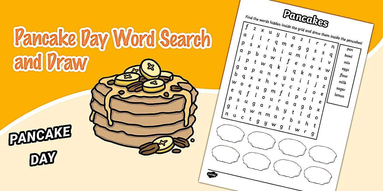 Pancakes Word Search and Draw Activity Sheet