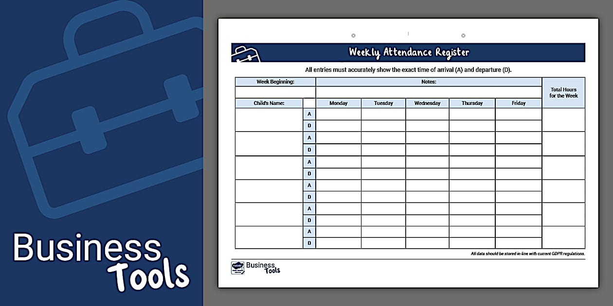Weekly Attendance Register (teacher made) - Twinkl
