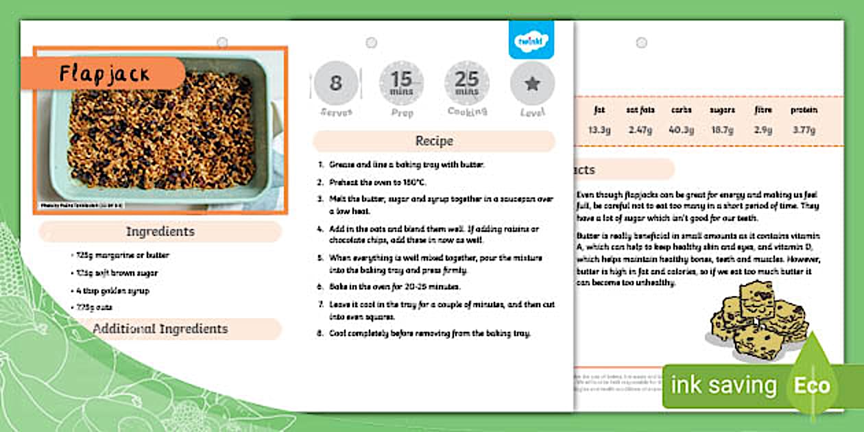 Flapjack Recipe (teacher made) - Twinkl