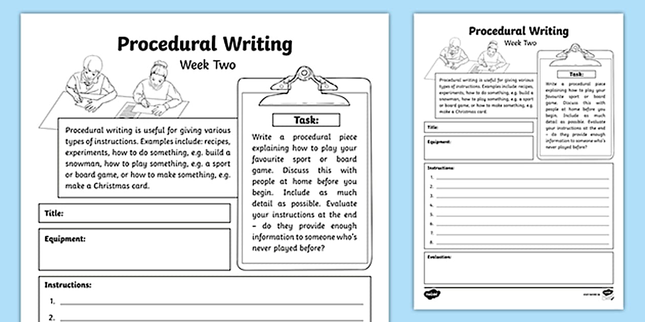 Procedural Writing Week Two Homework - Worksheet - Twinkl