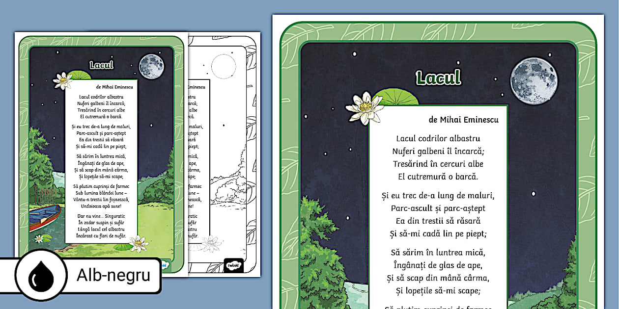 Lacul de Mihai Eminescu – Planșă (creat de profesori)