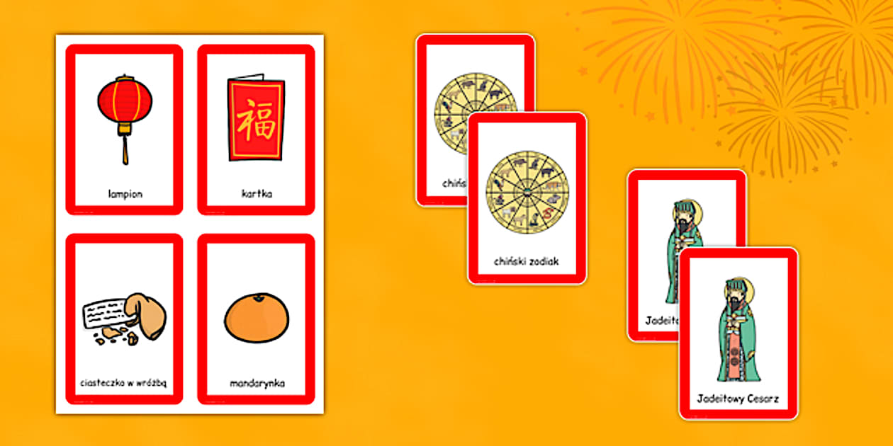 Black and White Chinese New Year Pairs Matching Game Polish