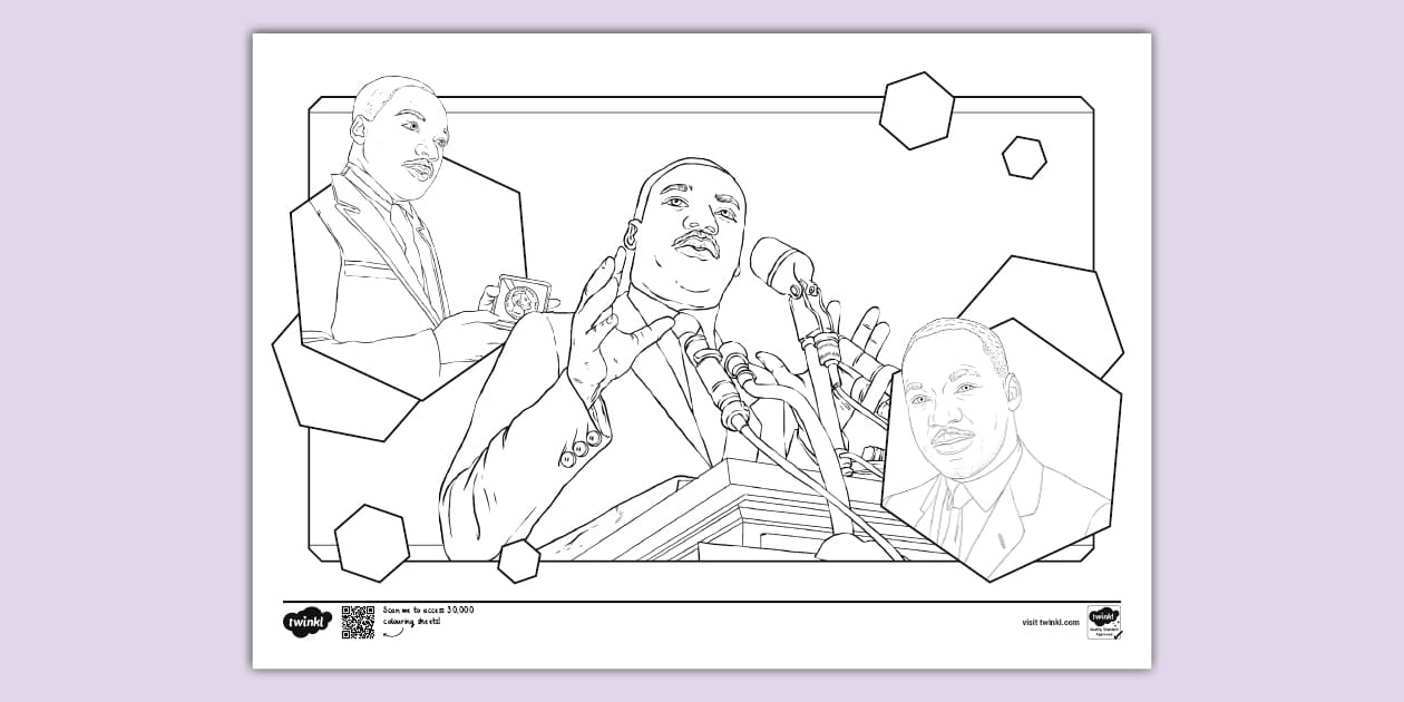Martin Luther King Jr. Doodles Colouring Sheet - Twinkl