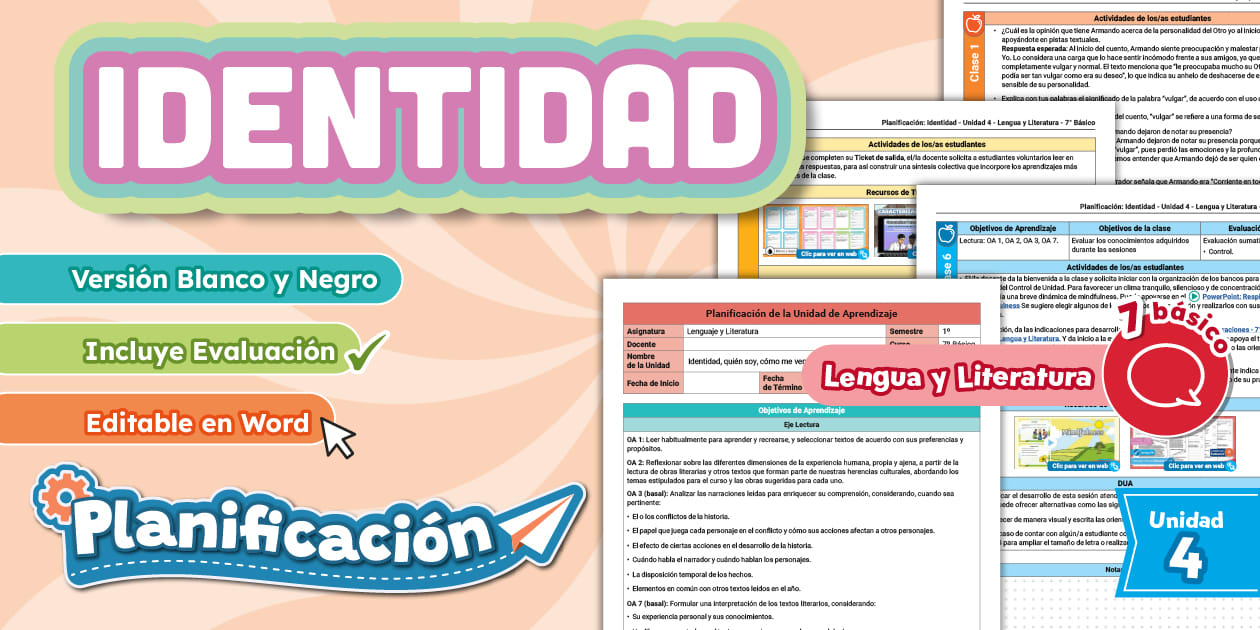 Planificación | Unidad 4 | Lengua y Literatura | 7° Básico