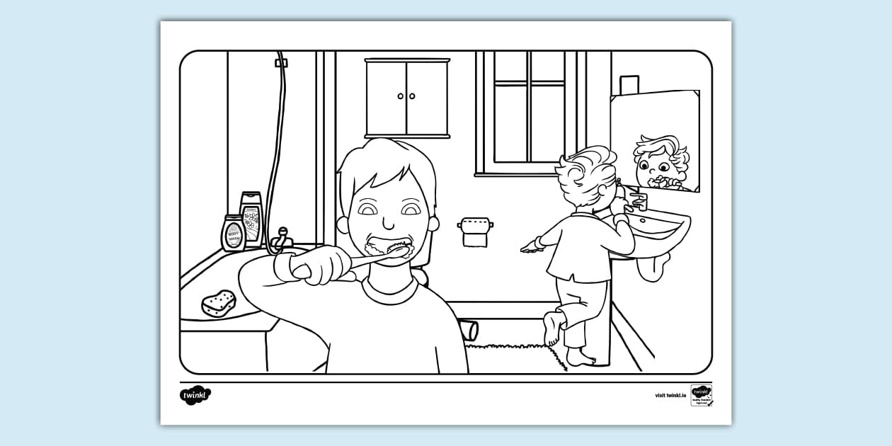 Brushing Your Teeth Colouring Sheet (teacher made) - Twinkl
