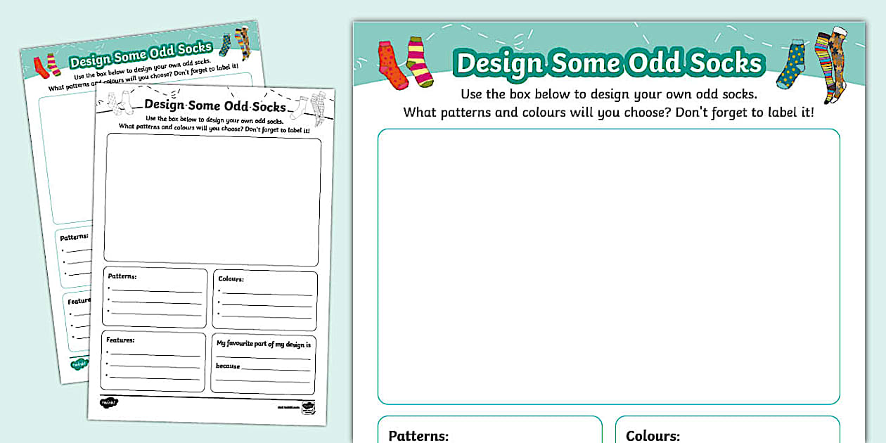 Design Some Odd Socks Worksheet (Teacher-Made) - Twinkl