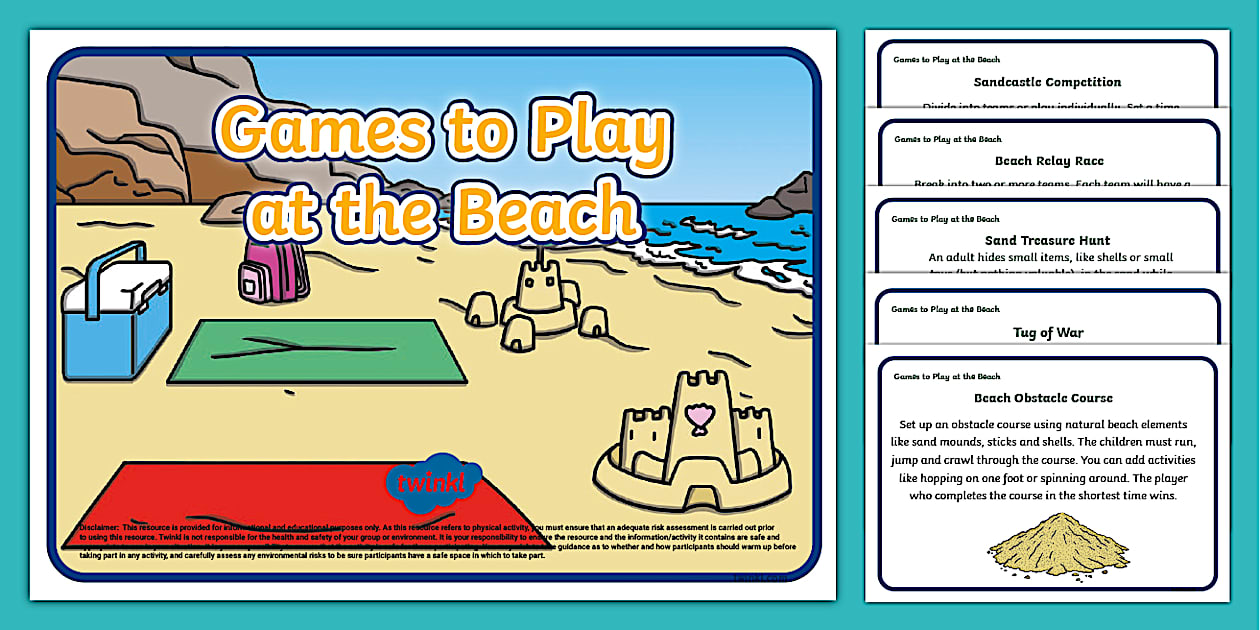 Games Played at the Beach Cards (teacher made) - Twinkl
