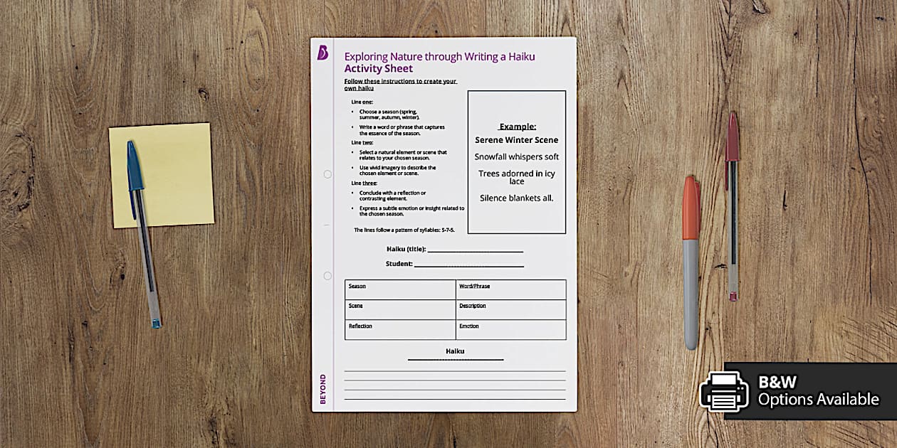 Writing a Haiku Activity (teacher made) - Twinkl