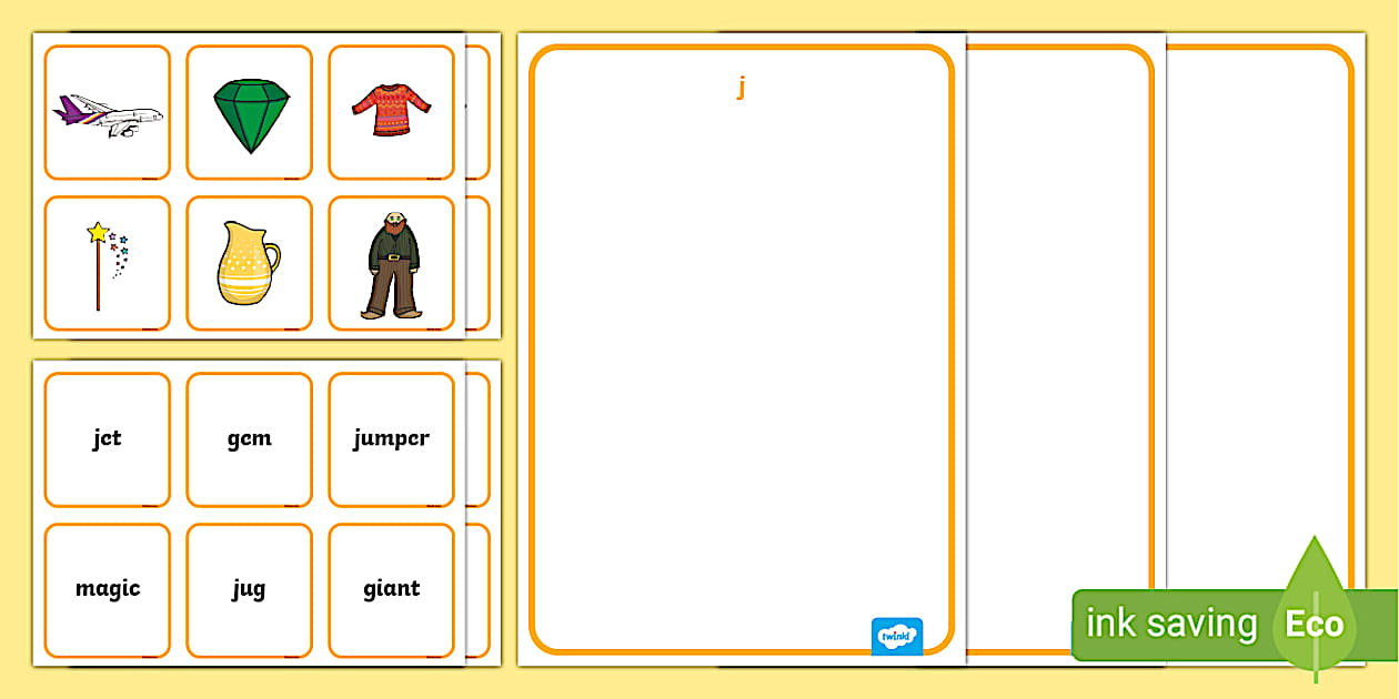 j Sound Family Sorting and Matching Activity Pack - Twinkl