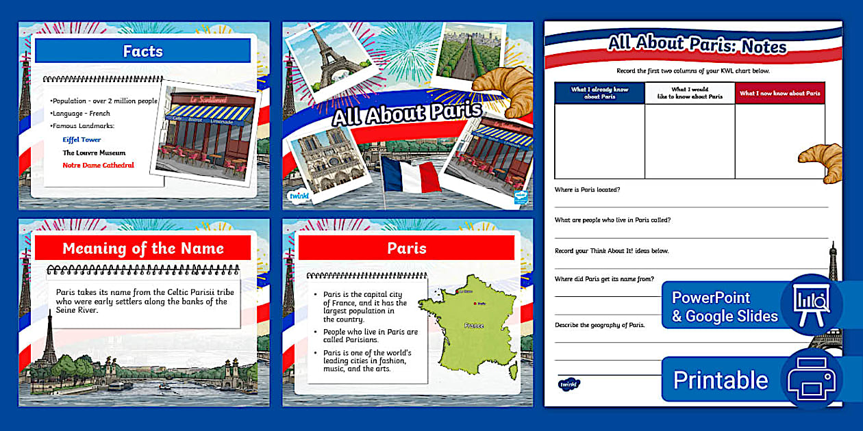 All About Paris PowerPoint & Google Slides for 3rd-5th Grade