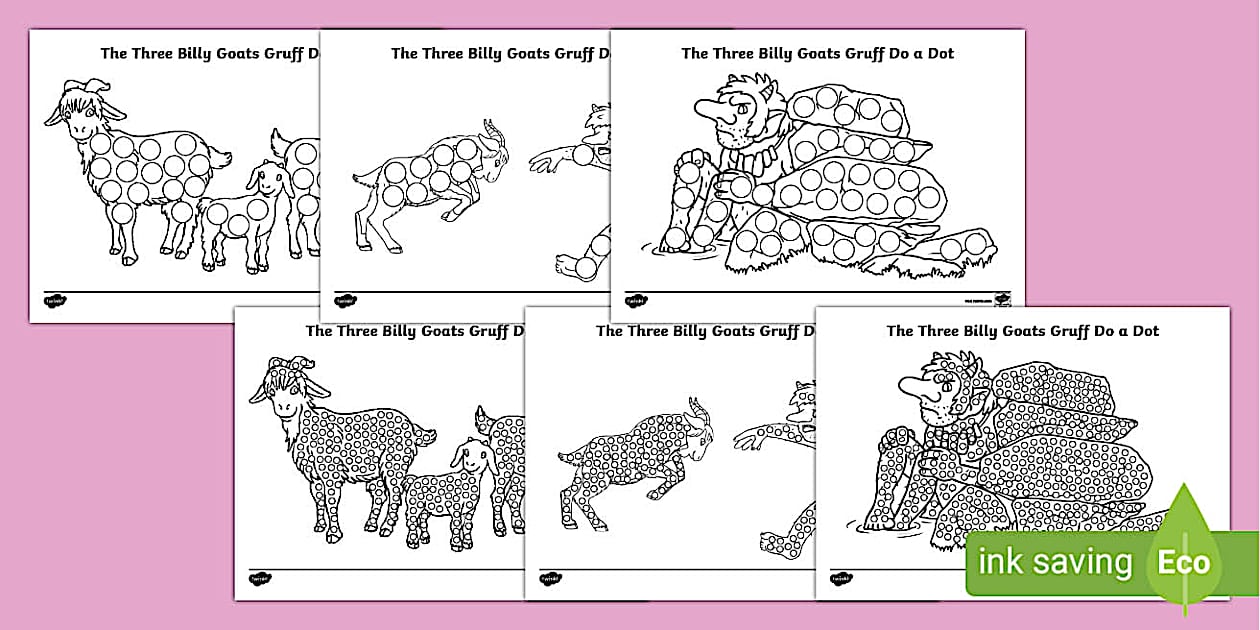 The Three Billy Goats Gruff Do a Dot Activity | Twinkl