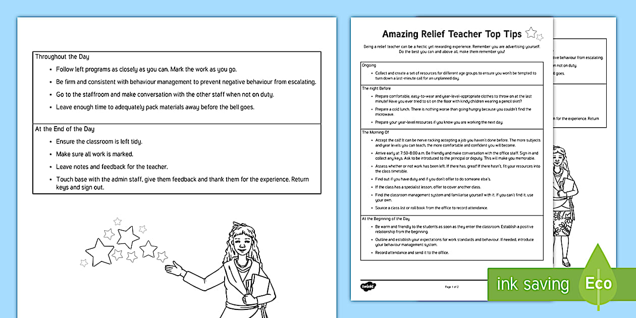 Amazing Relief Teacher Top Tips (teacher made) - Twinkl