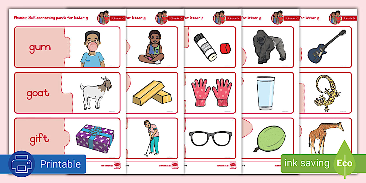 Grade R Phonics: Self-correcting Puzzles Letter g - Twinkl