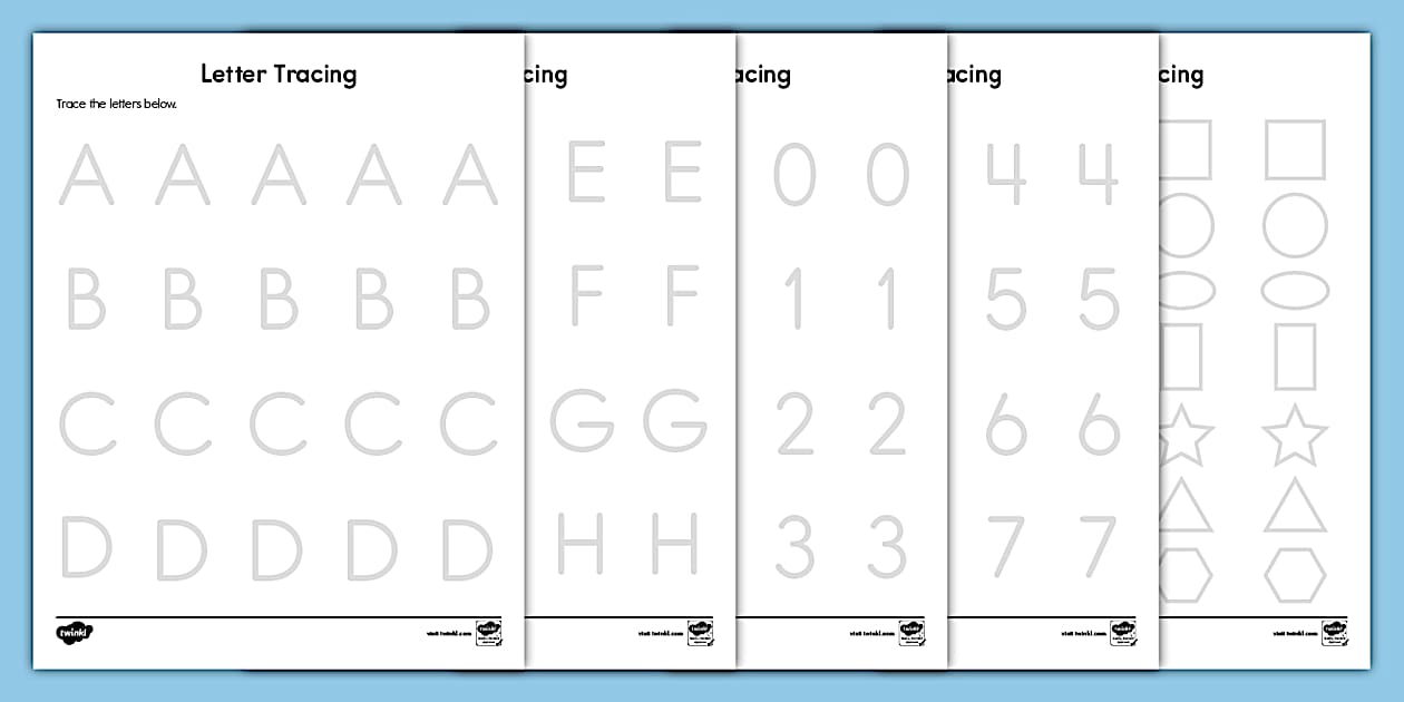 FREE Shape, Number And Letter Tracing Printables - Twinkl
