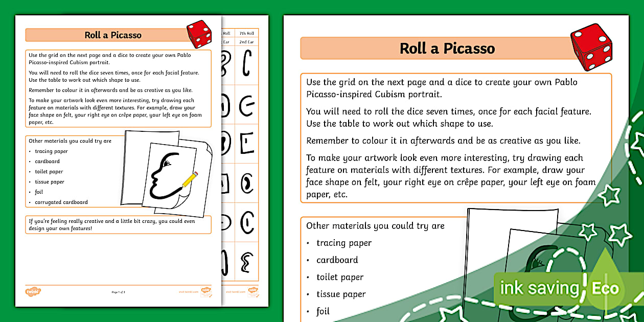 Roll a Picasso (teacher made) - Twinkl