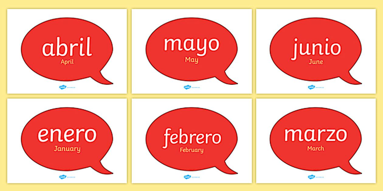 Months of the Year on Speech Bubbles (Spanish) - Twinkl