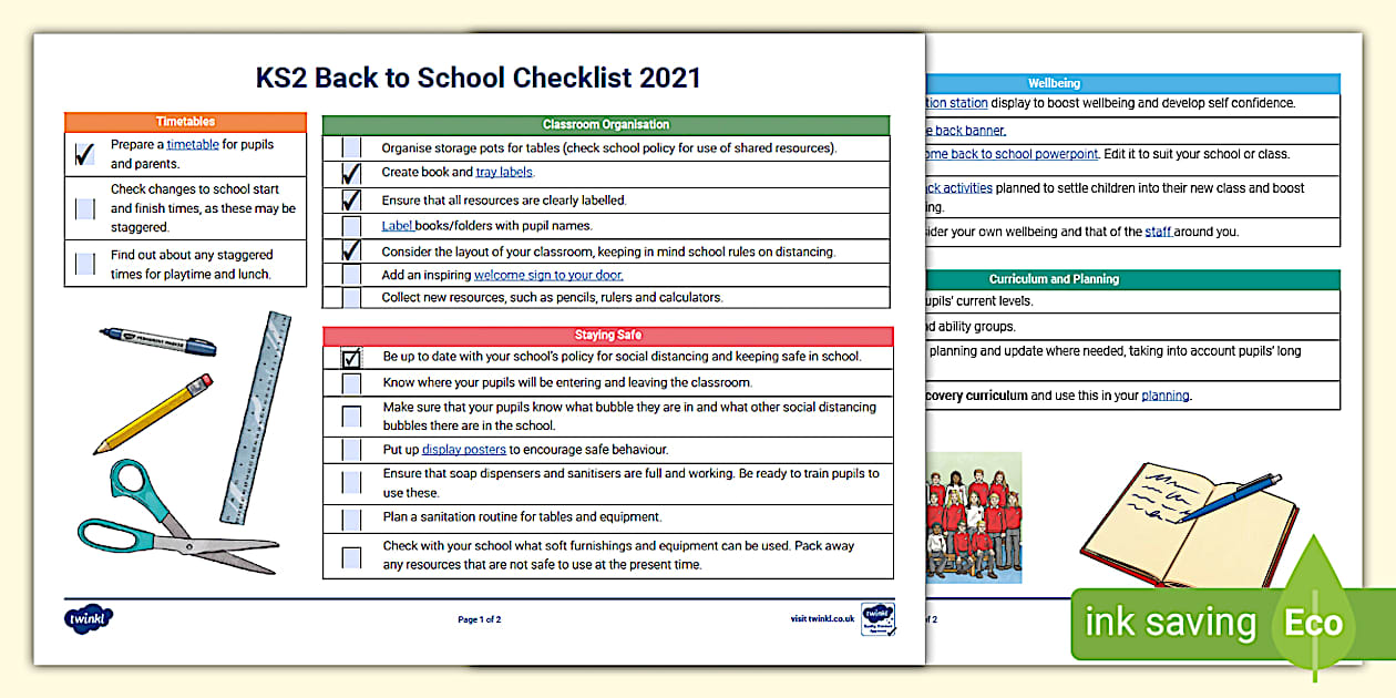 KS2 Back to School Checklist (Teacher-Made) - Twinkl